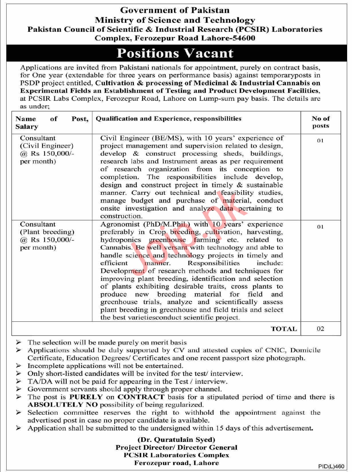 PCSIR Jobs 2021 - Pakistan Council of Scientific & Industrial Research