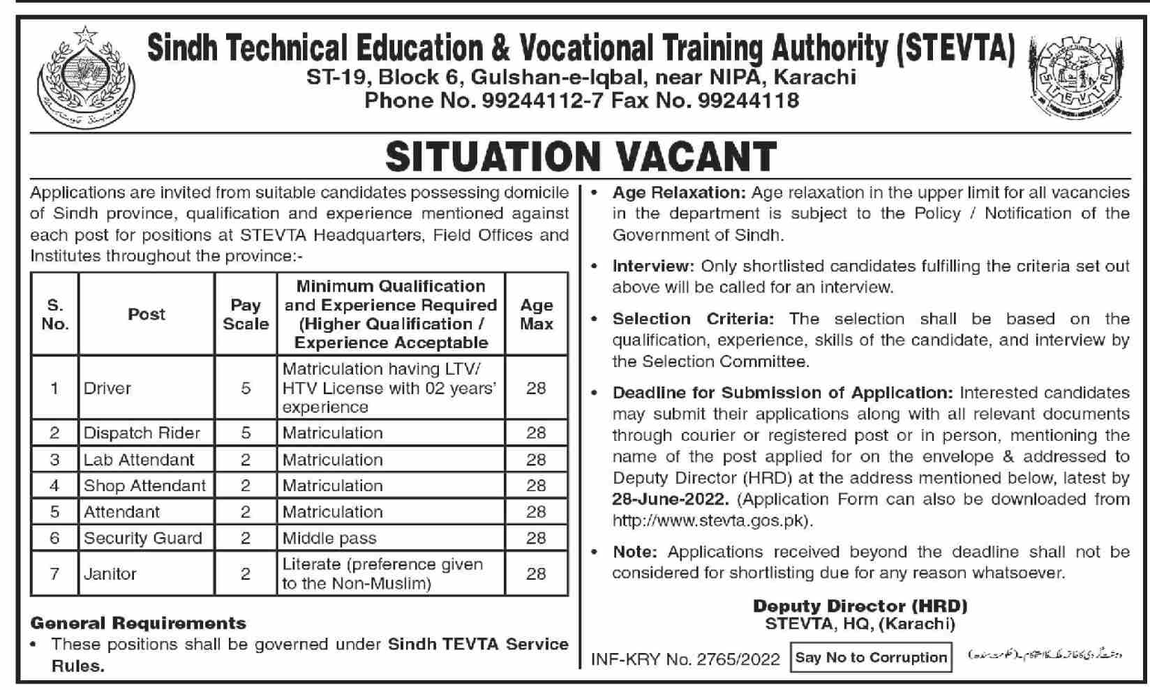 STEVTA Jobs 2023 Latest Advertisement in Sindh Pakistan